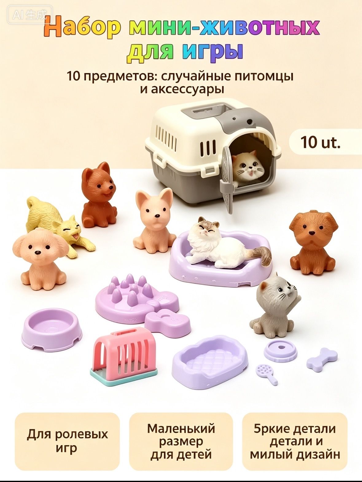 Игровой домик для питомцев, набор для ролевых игр с реалистичными животными, развивающая игрушка