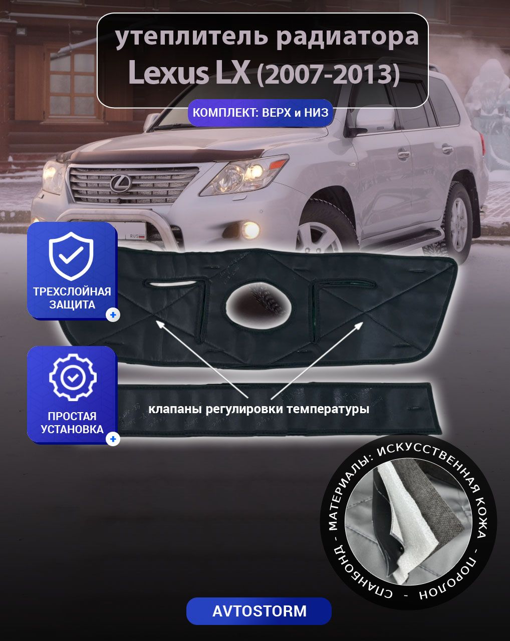 Утеплитель радиатора для автомобиля Lexus LX III 2007-2012 - Лексус ЛИкс III