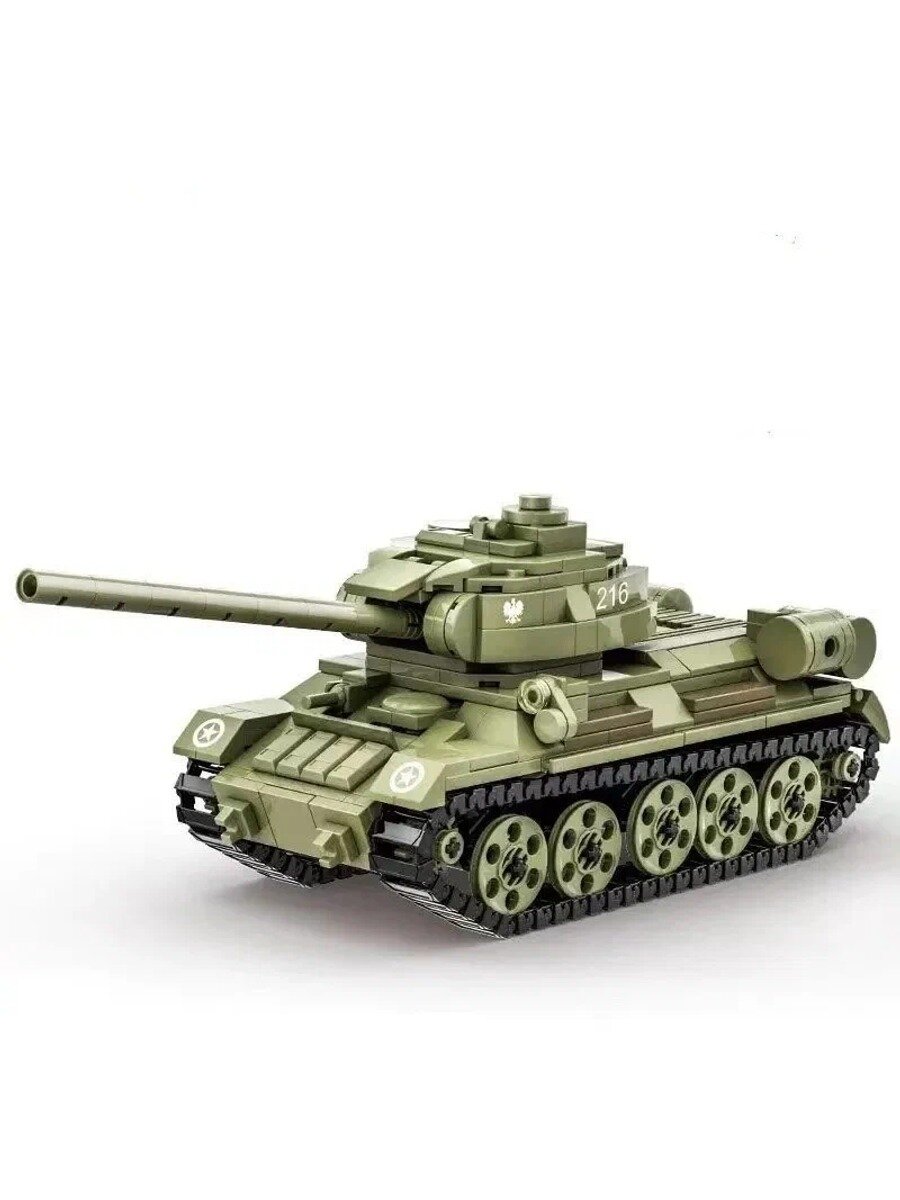 Конструктор пластиковый 4514 средний танк Т-34-85, 604 детали, хаки