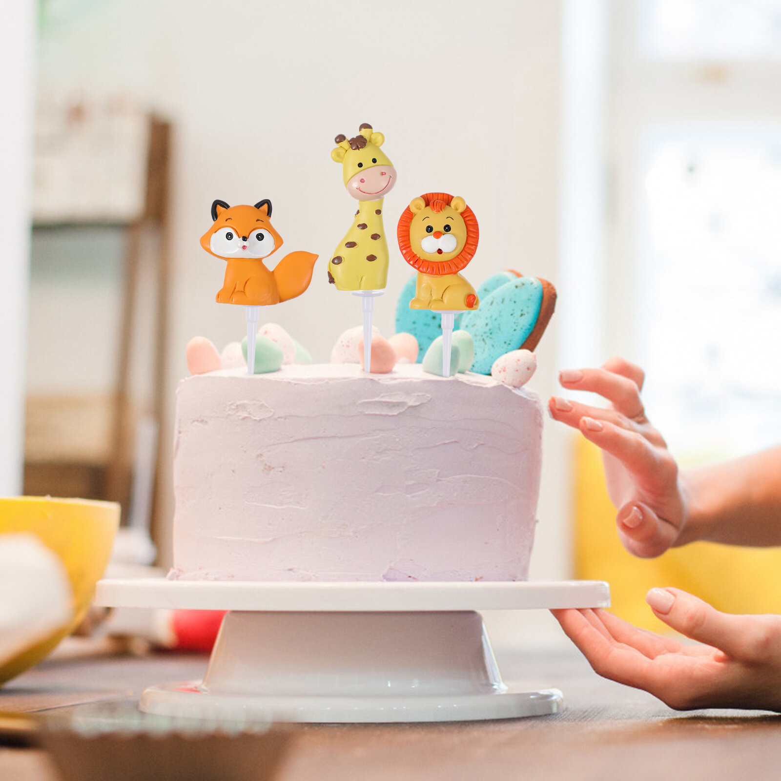 Toyvian 5 Штук Топперы Для Торта Джунгль Животные Вставки На Палочках Универсальный Размер