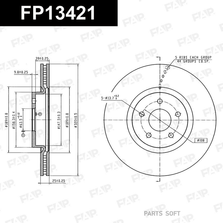 Диск тормозной FORD Kuga 1.5L 2015.10-2019.12 Антикоррозийное покрытие GEOMET® FAP FAP FP13421 | цена за 1 шт