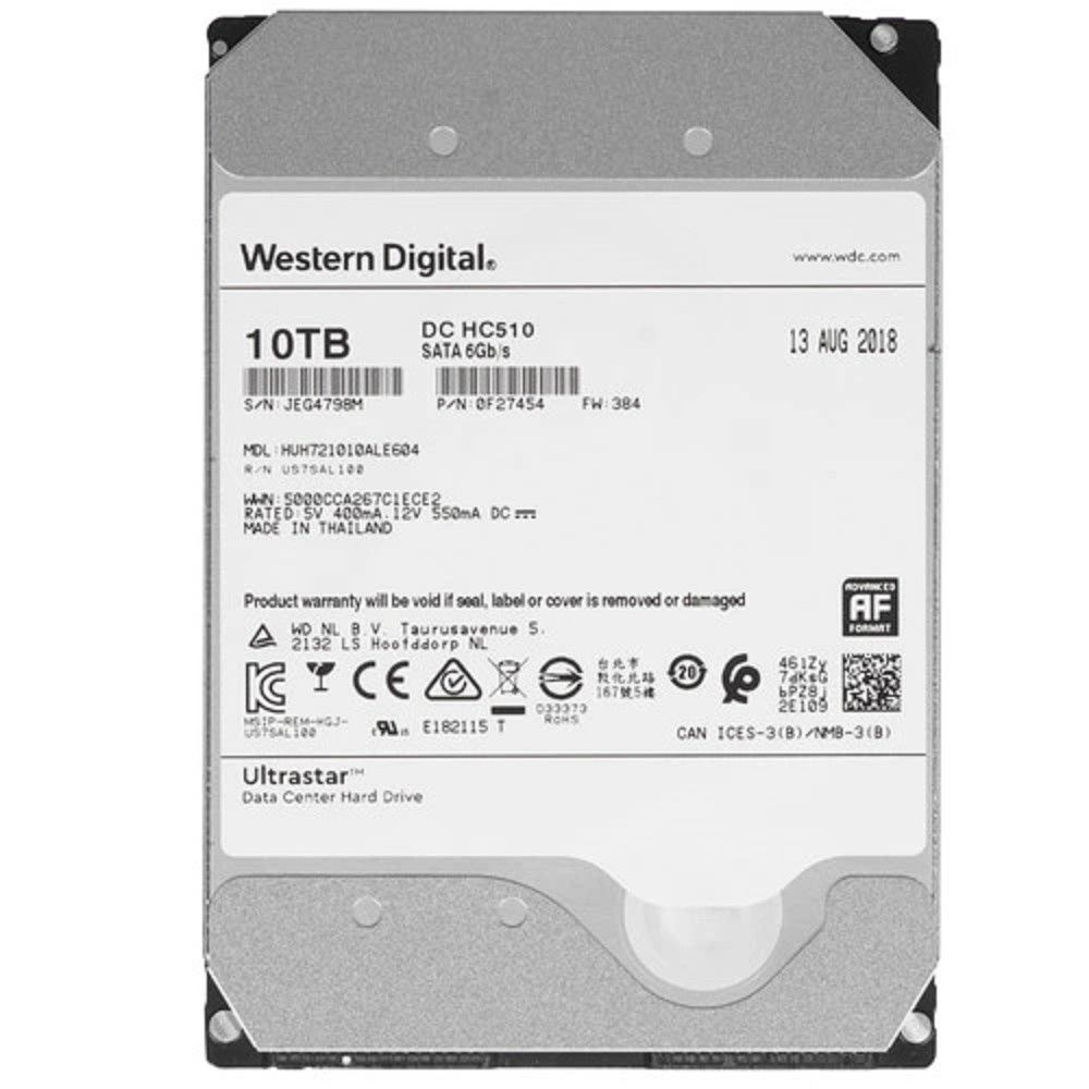 Жесткий диск 10ТБ WD Ultrastar DC HC510 He10 (HUH721010ALE604), серверный HDD 3.5", SATA 6Gb/s, 7200 rpm, 256MB, Recertified