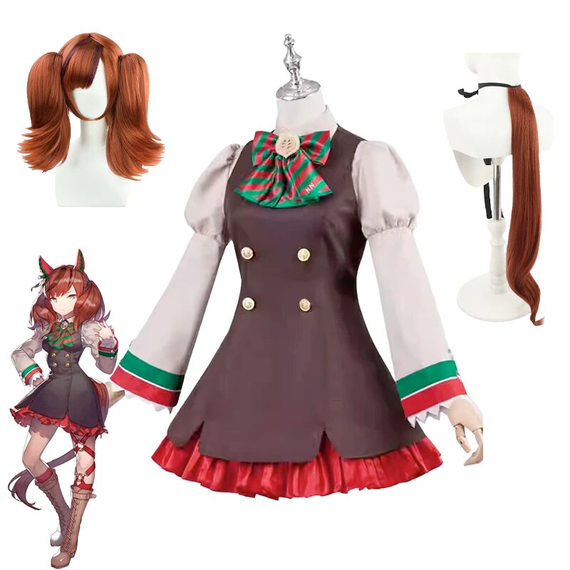 Uma musume Pretty Derby Nice Nature Поinsettia Ribbon Косплей костюм M, costume wig tail