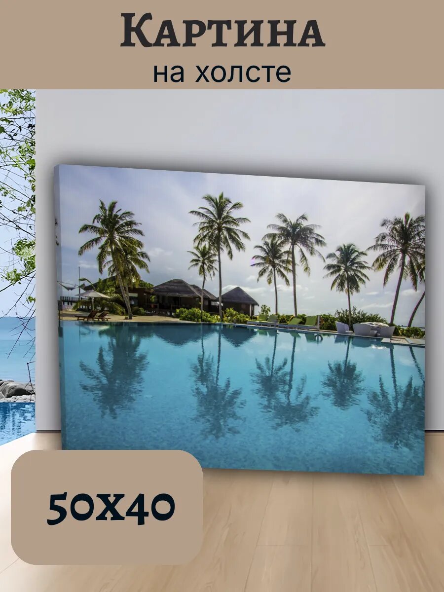 Картина Постер Мальдивы 40x50 бирюзовый Океан