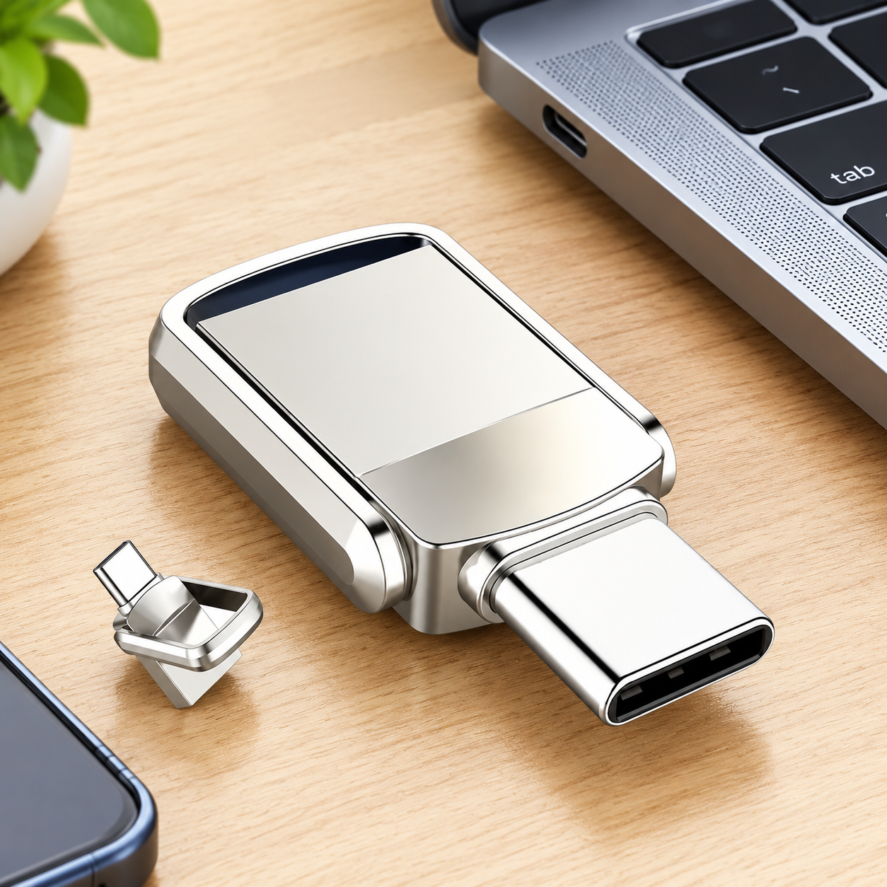 USB-накопитель Type-C 2ТБ, OTG (Цвет товара: серебристый)