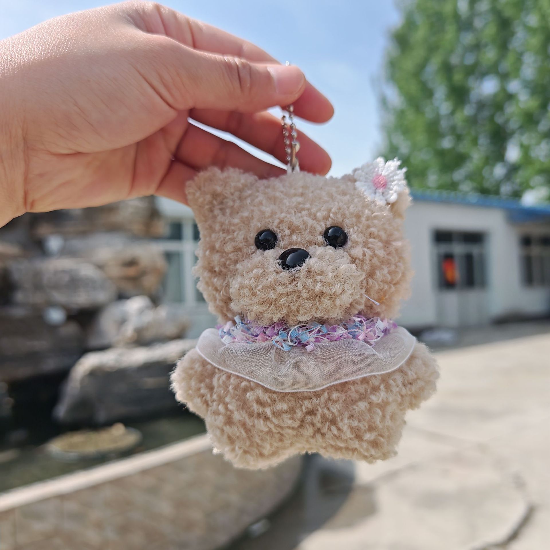 Милые плюшевые наушники с бусами и цветком, снеговик, корейский стиль, кофейный