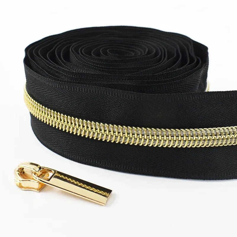 Нейлоновые молнии Meetee 3# 5#, 2-10 м No3, BlackLightGold, 3Meters3PcsSliders