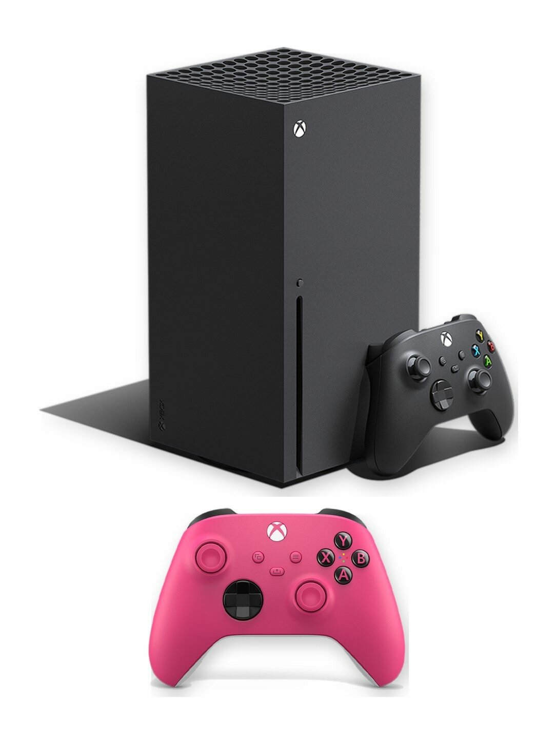 Игровая приставка Microsoft Xbox Series X 1 ТБ с дисководом, чёрная, европейская версия + 2-й геймпад Xbox Wireless Controller Deep Pink