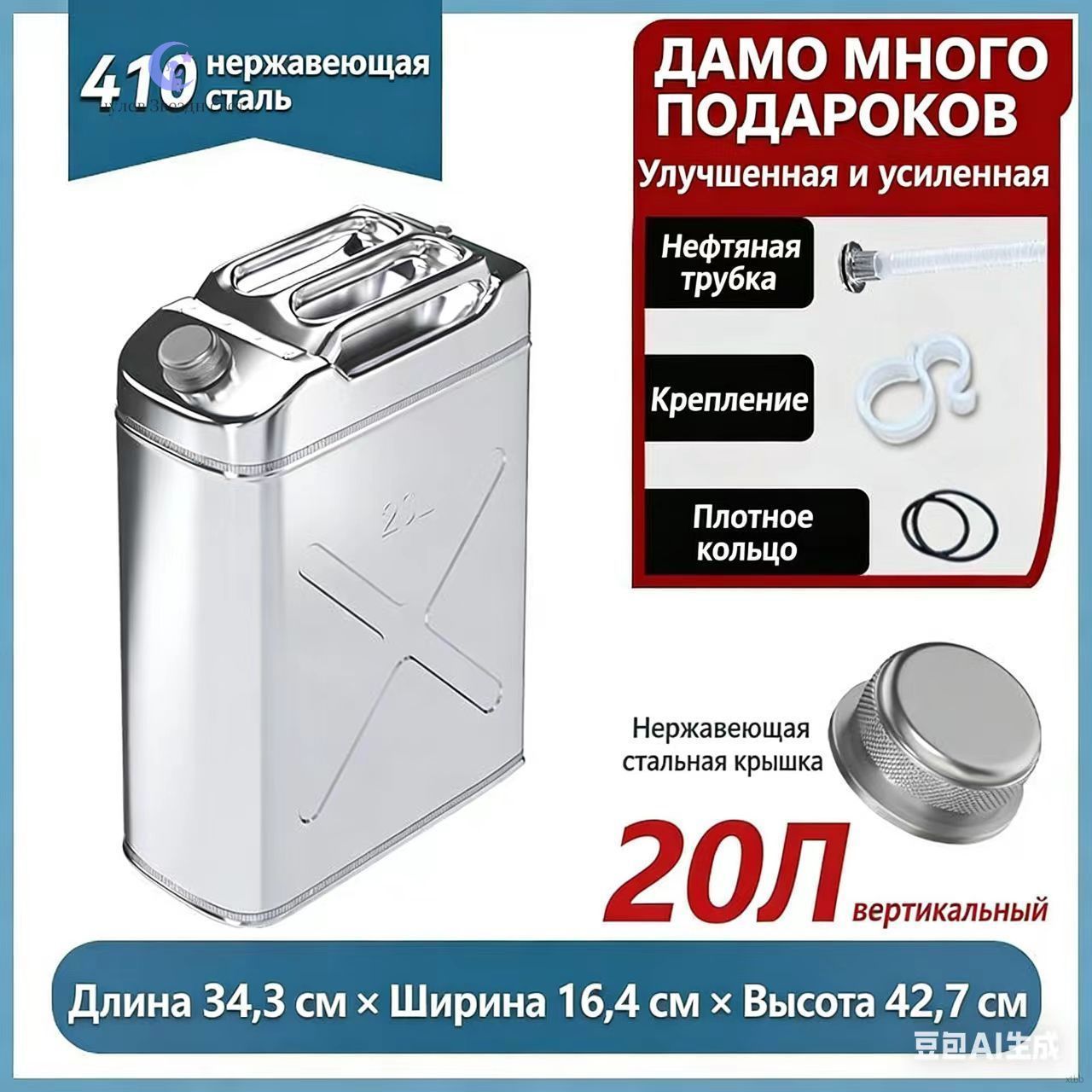 Канистра 410 литров нержавеющая сталь, ГСМ и любых жидкостей 20л
