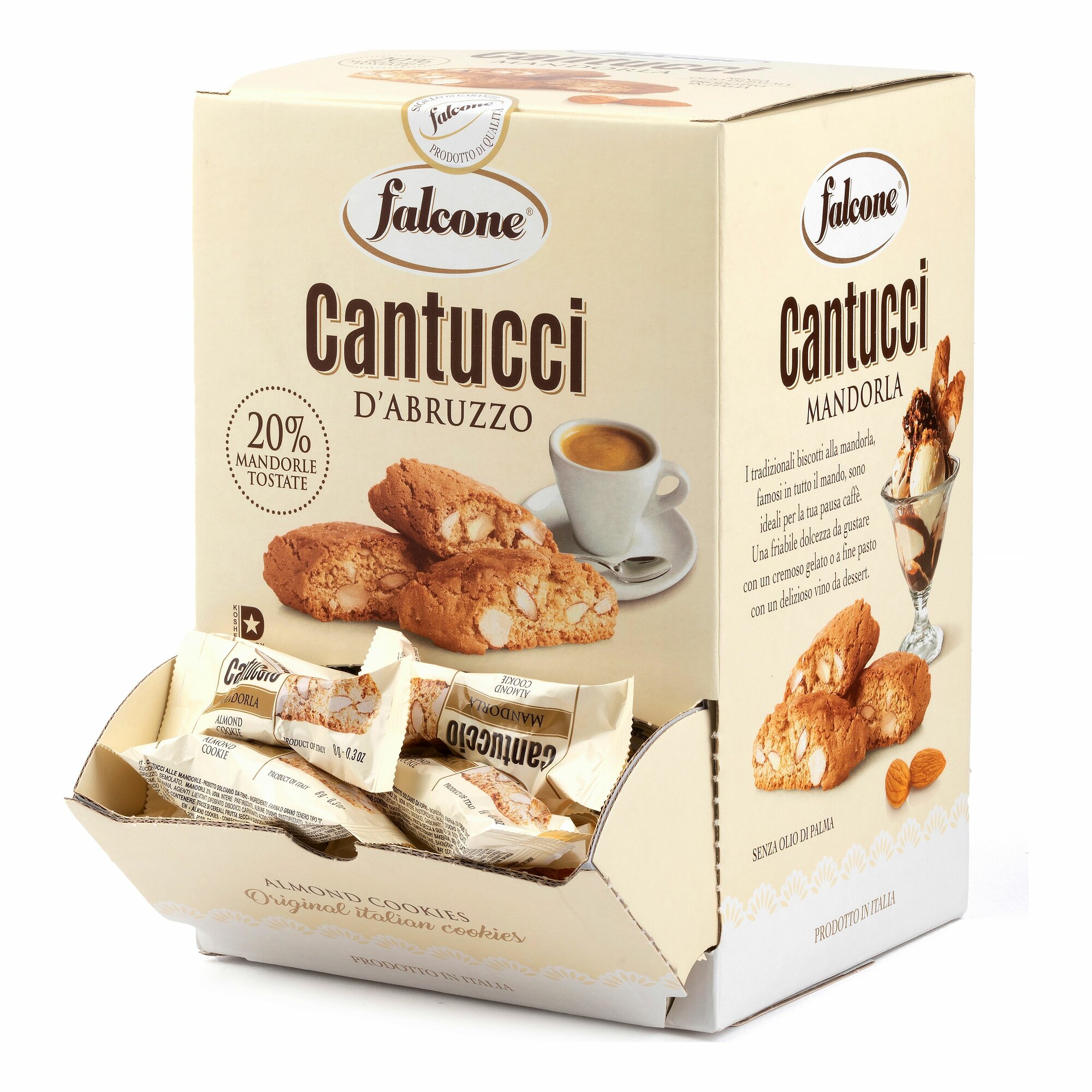 Печенье сахарное Falcone Cantucci mandorle Кантуччи с миндалем (8г/125шт в индивид. упак), Office-box 1000г