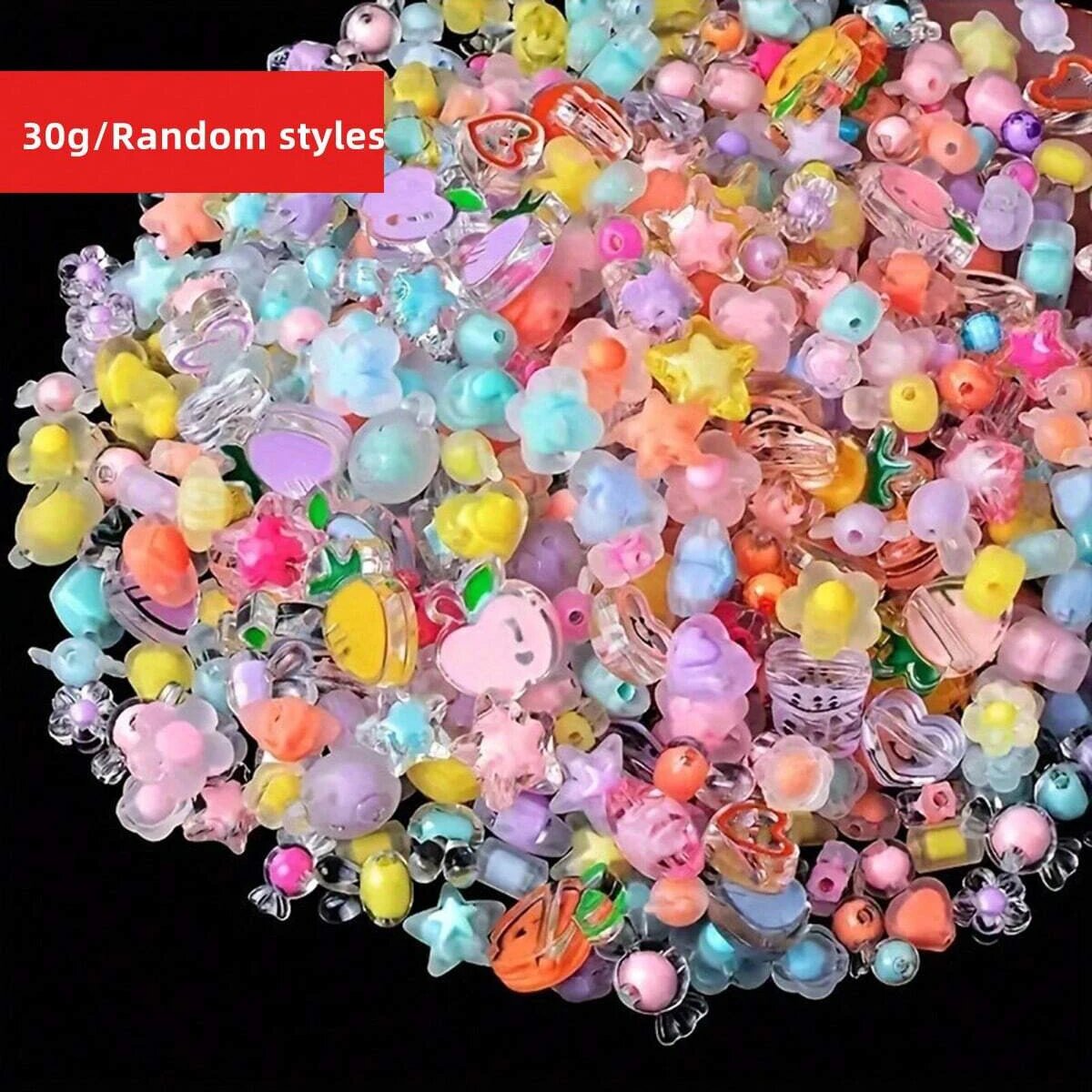 Бусины акриловые QYWCTZ 30г смешанные 6-12мм для бижутерии NO.1-Mixed-30g