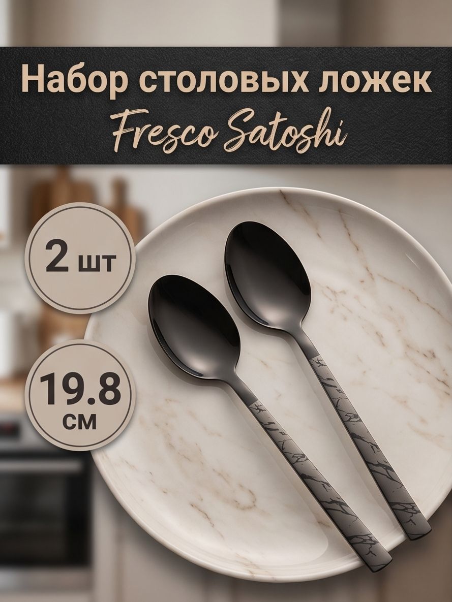 Набор столовых ложек Fresco Сатоши (Satoshi), 2, набор посуды для сервировки стола, практичный комплект для кухни и дома