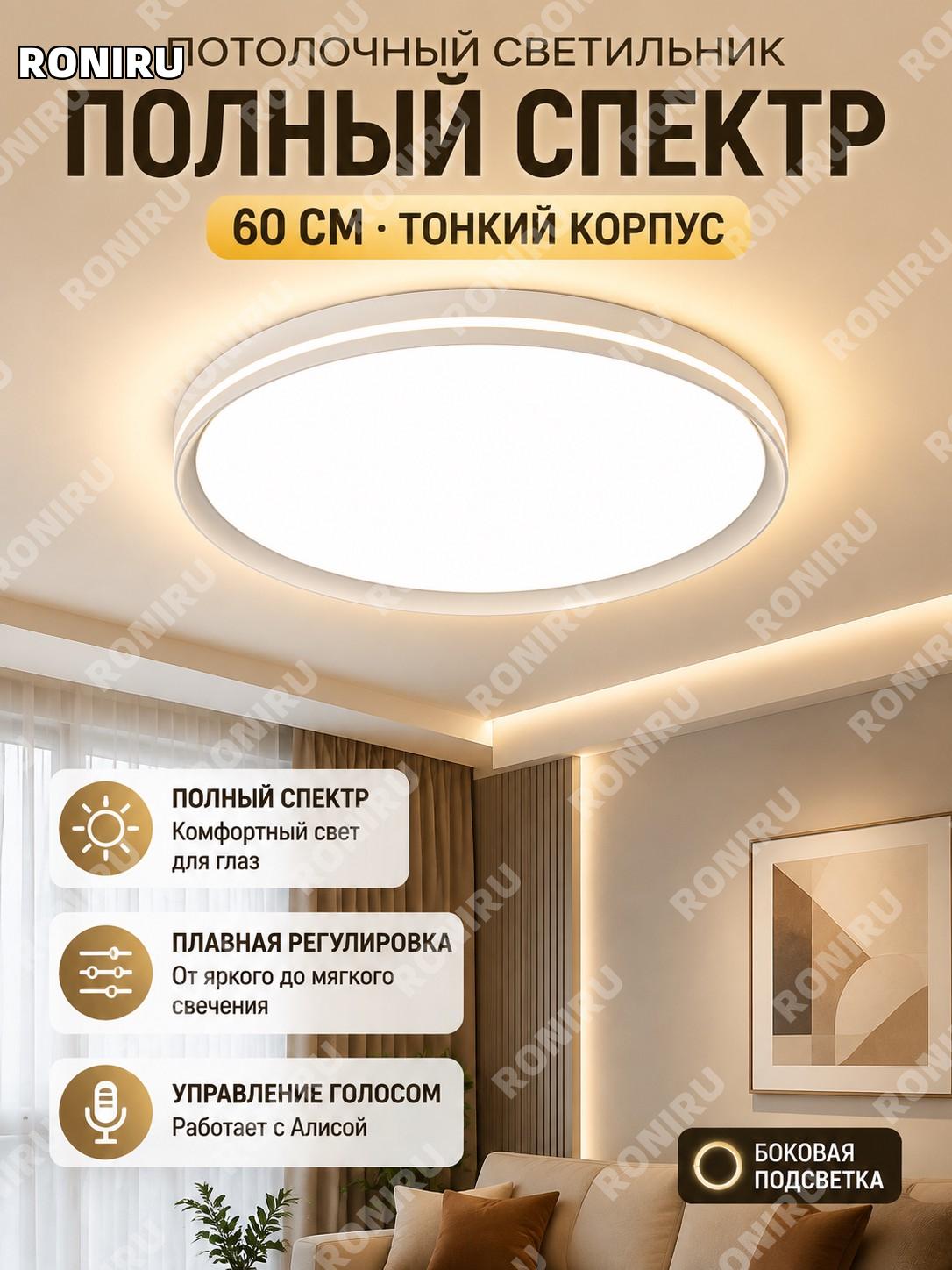 Потолочный светильник Прей 60 круглый тонкий боковой свет полный спектр PC с Xiao Ai и плавной регулировкой дома