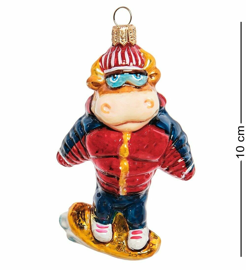 Фигурка подвесная Бык сноубордист A2161651 разностор, Стекло