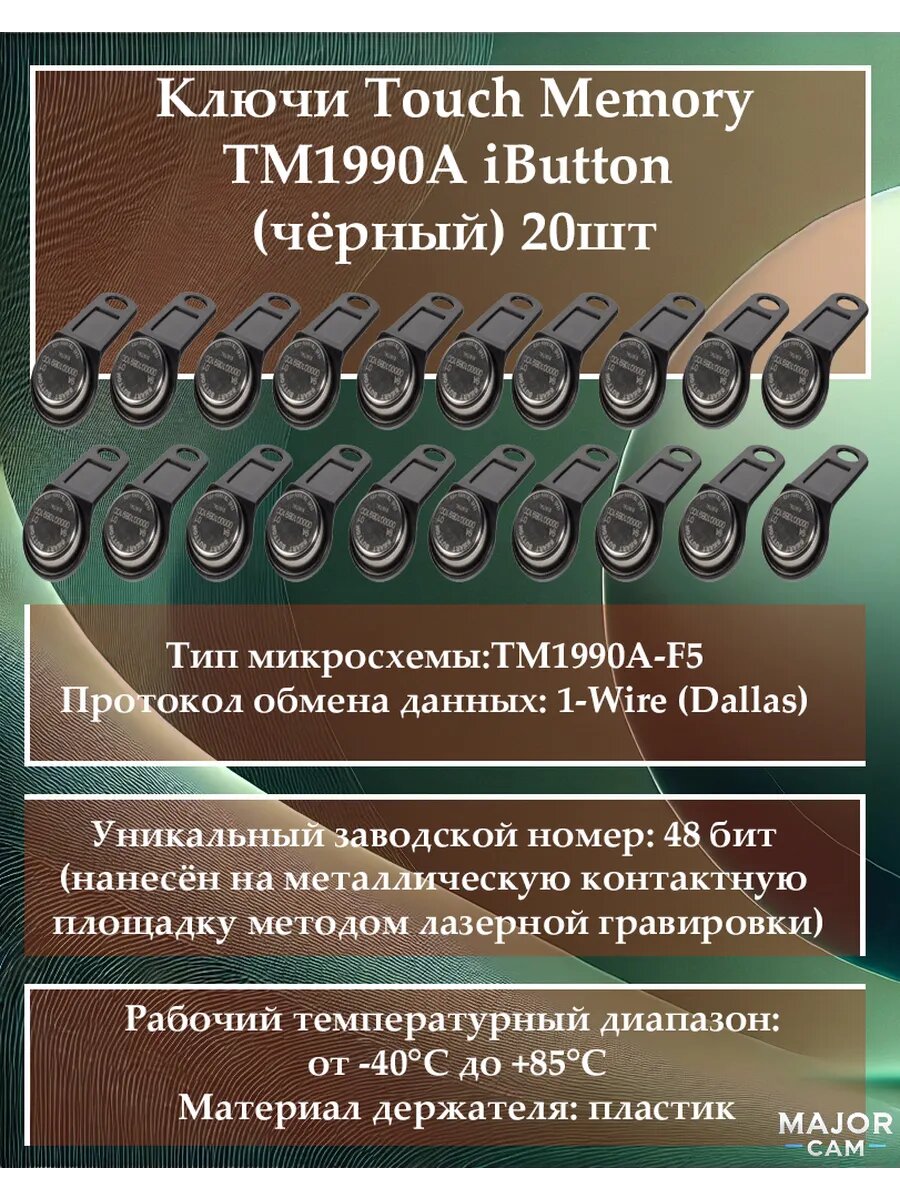 Ключ Touch Memory TM1990A iButton TS (черный) 20шт