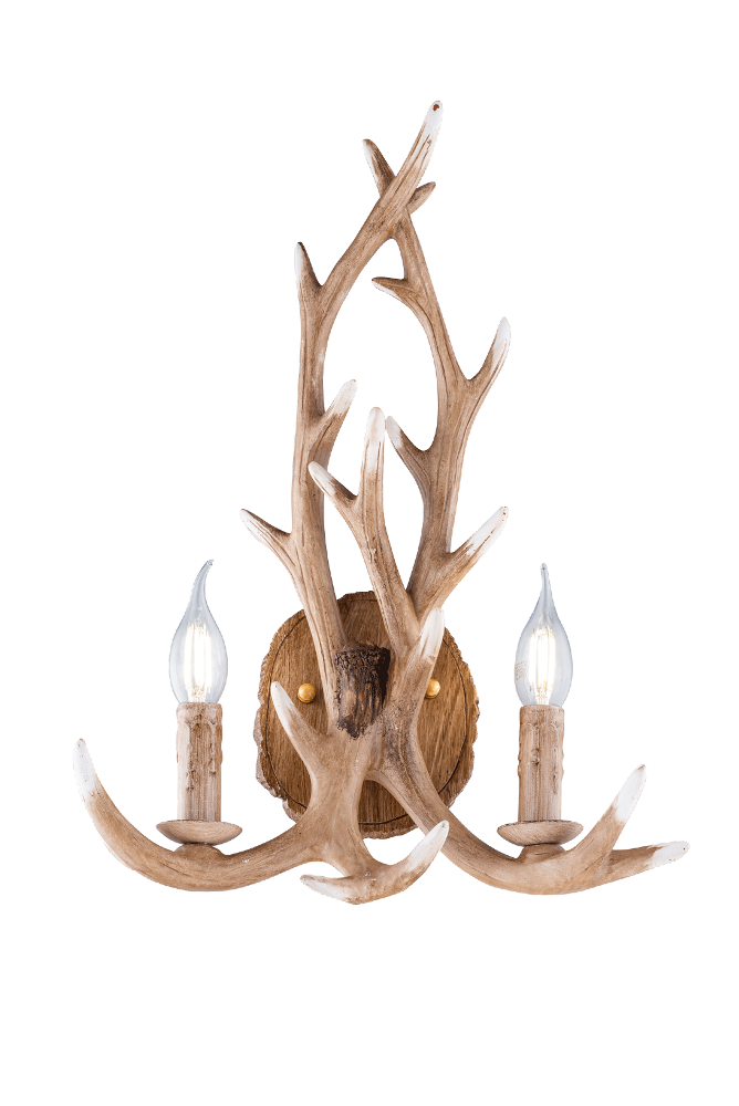 Светильник настенный, бра Эксклюзив в виде и форме рога на 2 лампы E14