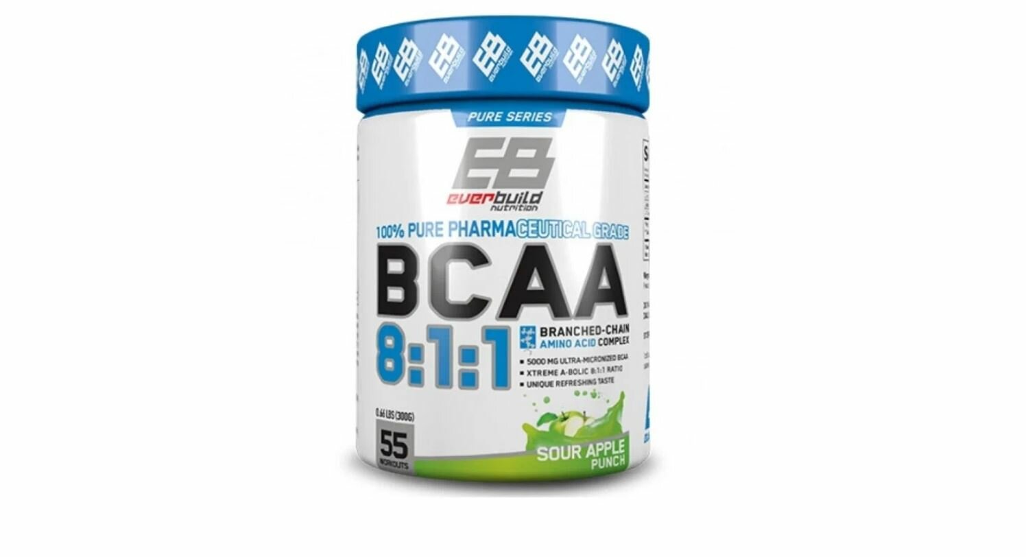 Everbuild, BCAA, БЦАА 8:1:1, 300г/55порций, Яблоко (Sour Apple Punch)