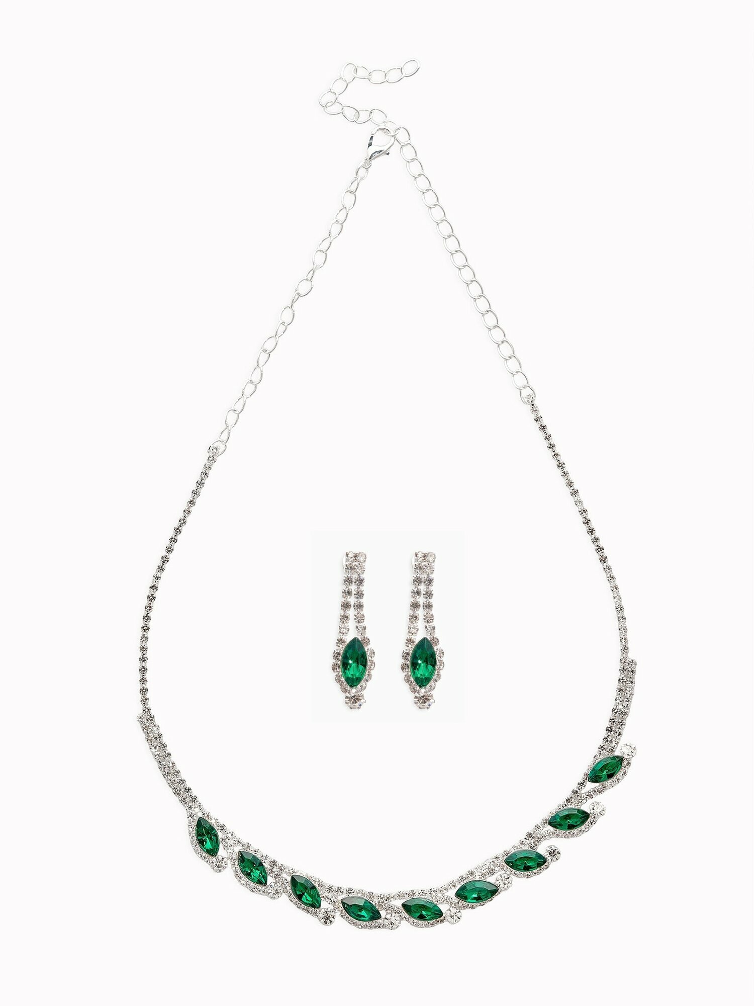 Комплект бижутерии: серьги, колье, стекло