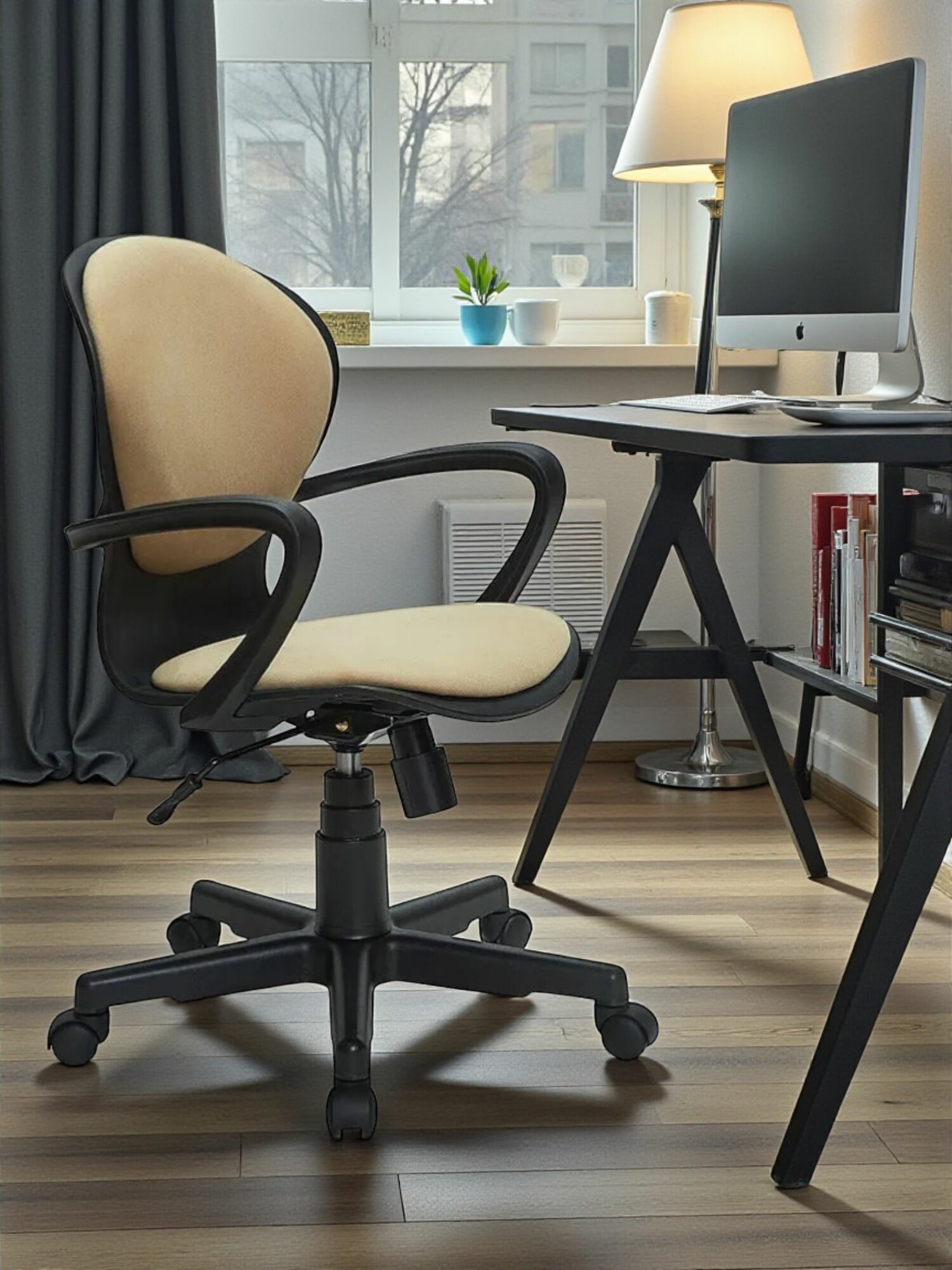 Детское компьютерное кресло BLOOM от КРЕСЛОВЪ33, велюр Maserati cappuchino, бежевое/ Для ребёнка, школьника, подростка