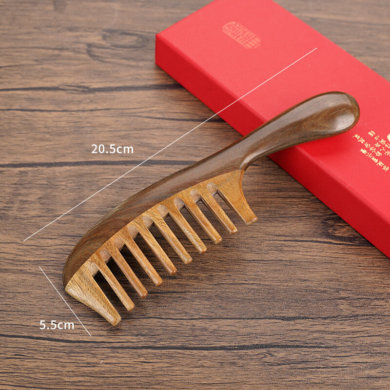 Натуральный зеленый сандаловый гребень, антистатический, домашний портативный гребень для укладки волос, подарочная коробка для подарков, оптовая продажа от производителя, уход за волосами