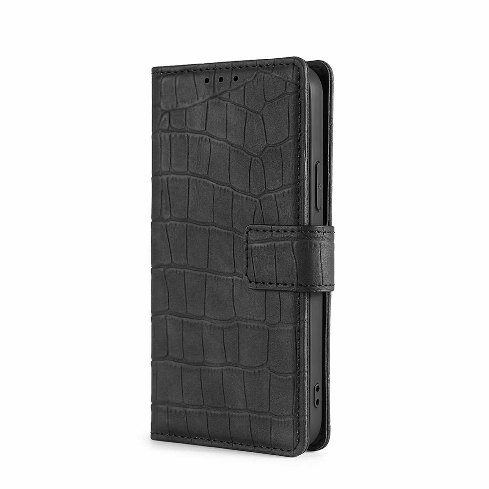 Чехол-книжка MyPads для Nokia 5.3 черный с текстурой под крокодиловую кожу с магнитной застежкой