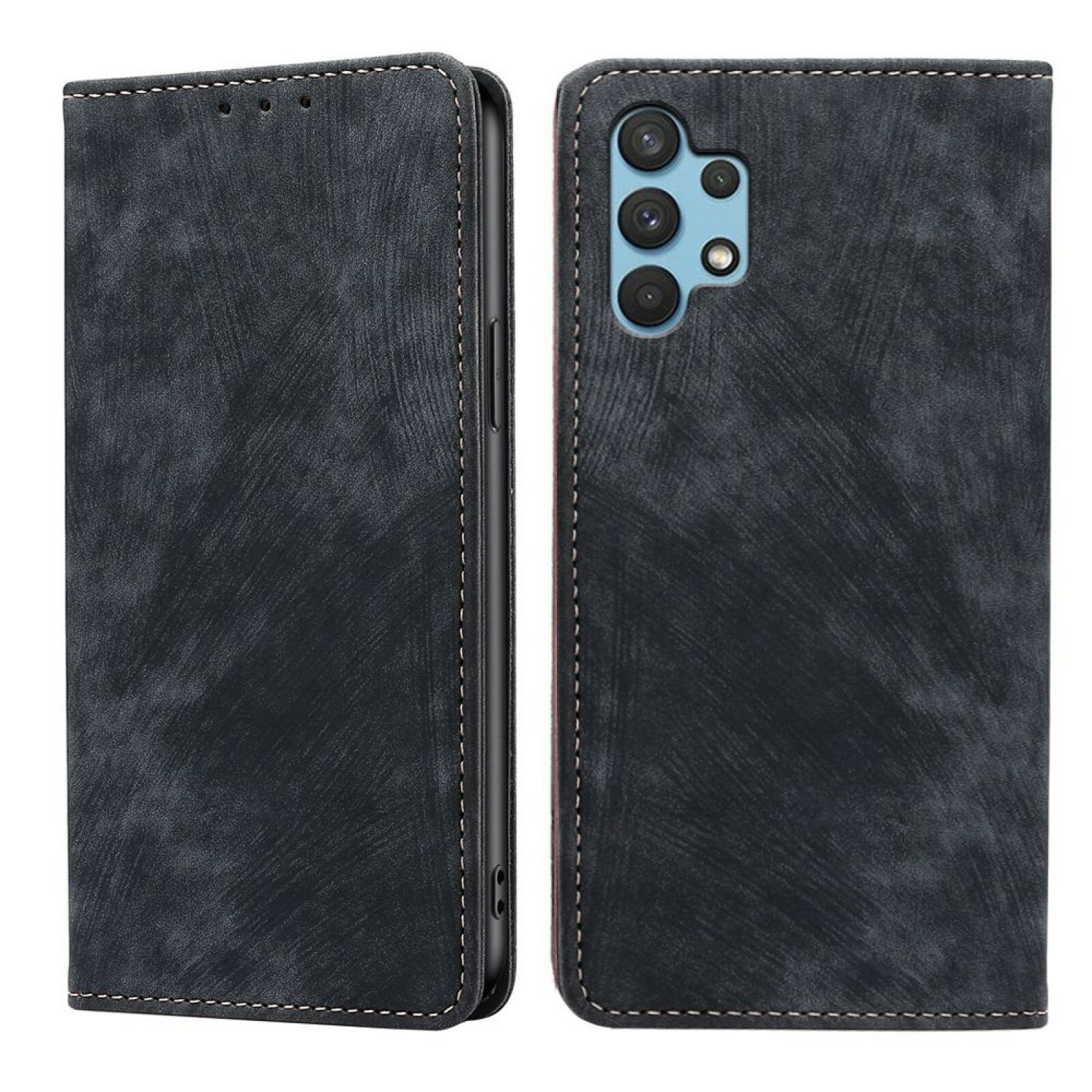 Чехол-книжка MyPads для Samsung Galaxy A32 4G с мягким покрытием, черный