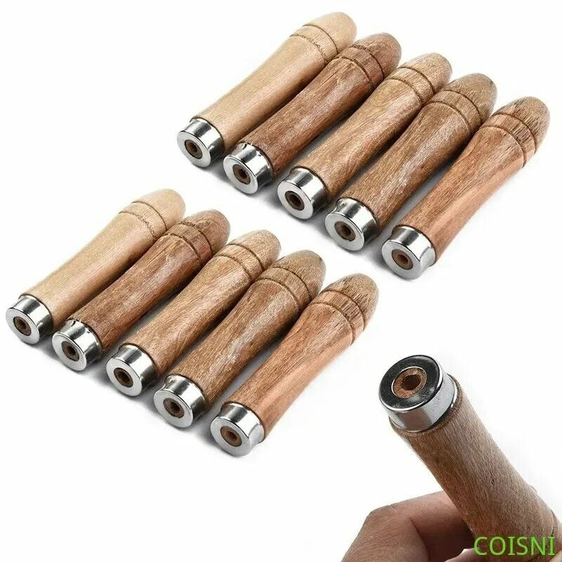 10 шт. деревянная рукоятка для напильника, сильная металлическая втулка для инструмента для работы с напильником, 9 см