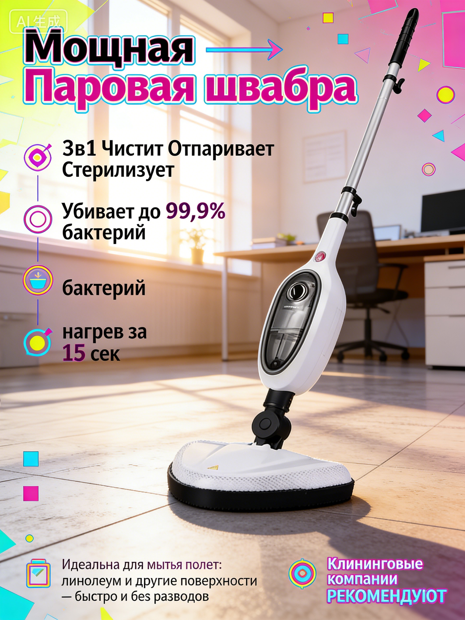 Паровая швабра для пола 10 в 1, пароочиститель, парошвабра, электрошвабра для дома