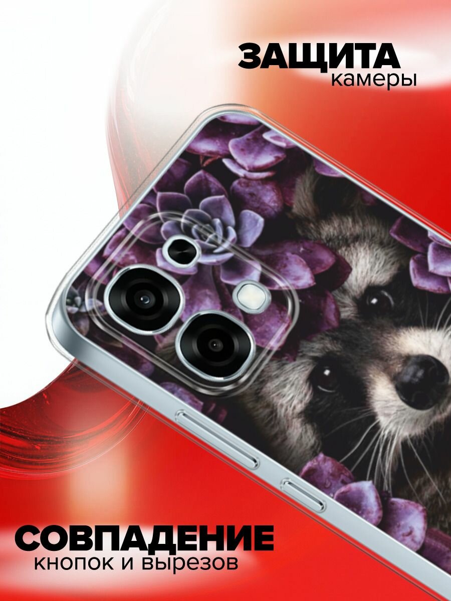 Силиконовый чехол на Oppo A6 Pro / Оппо A6 Про с принтом Милашка енот — фото 1