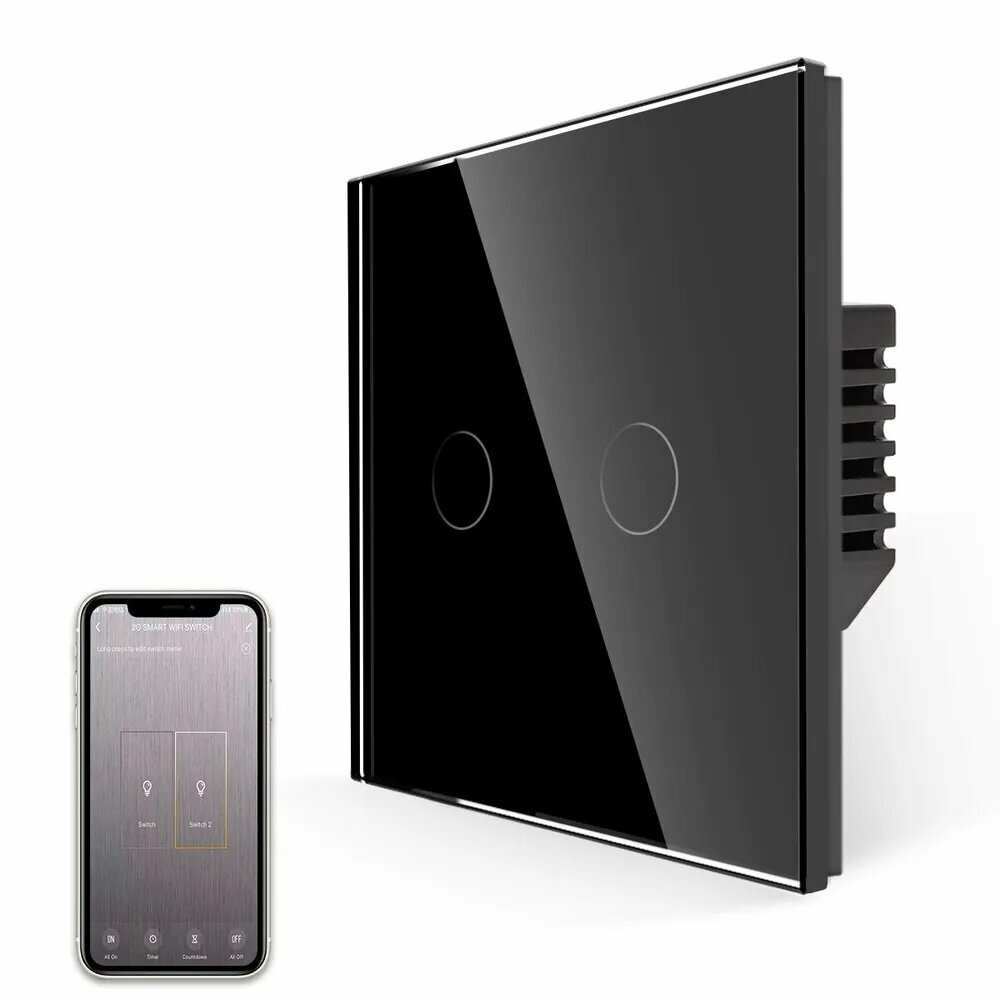 Умный выключатель Zigbee беспроводной с Алисой, 4 клавиши, черный