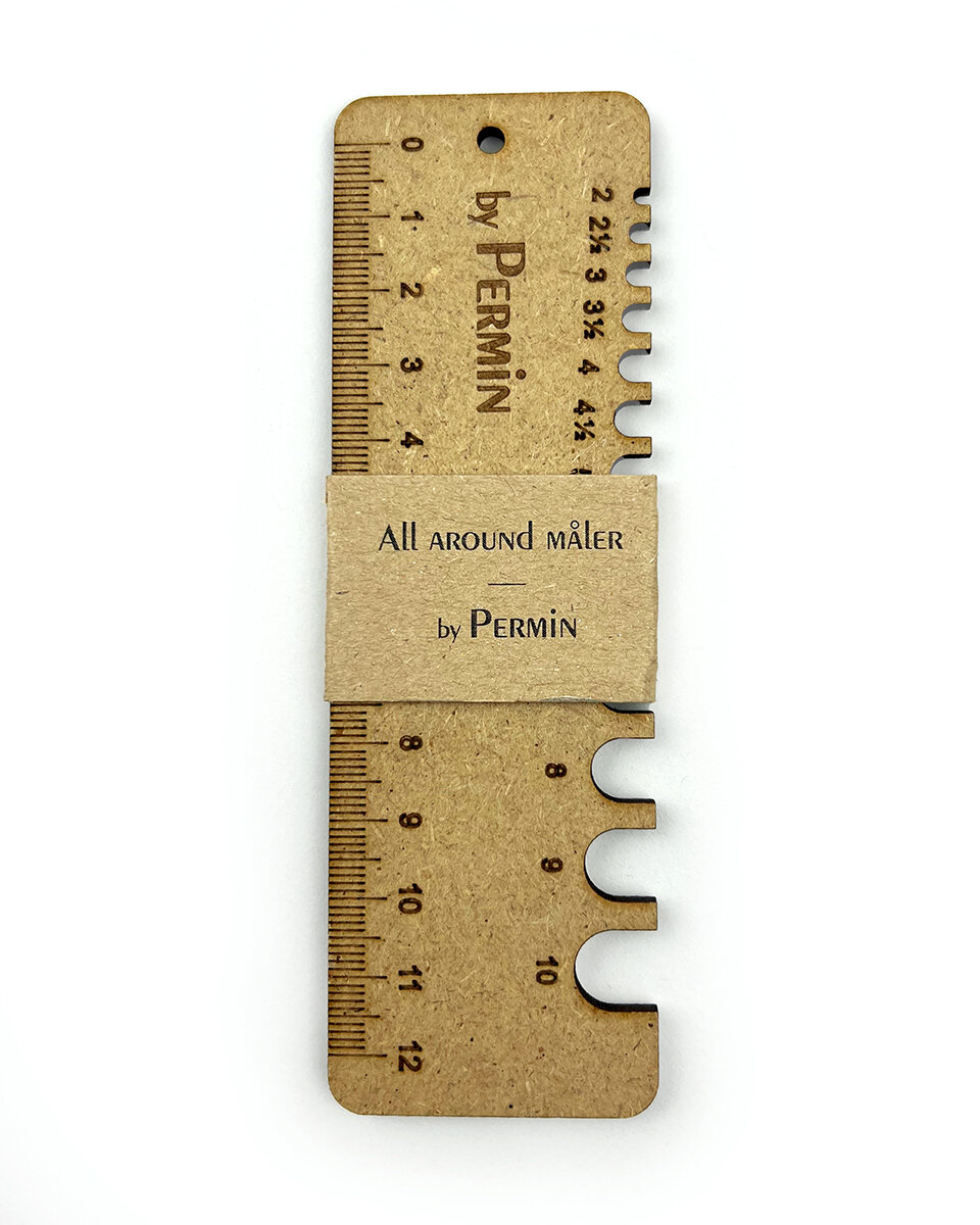 Линейка для спиц и крючков PERMIN измеритель, коричневая, деревянная 860005