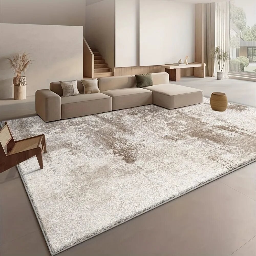 Ковер 160x200 см мягкий велюровый абстрактный бежевый прямоугольный для гостиной