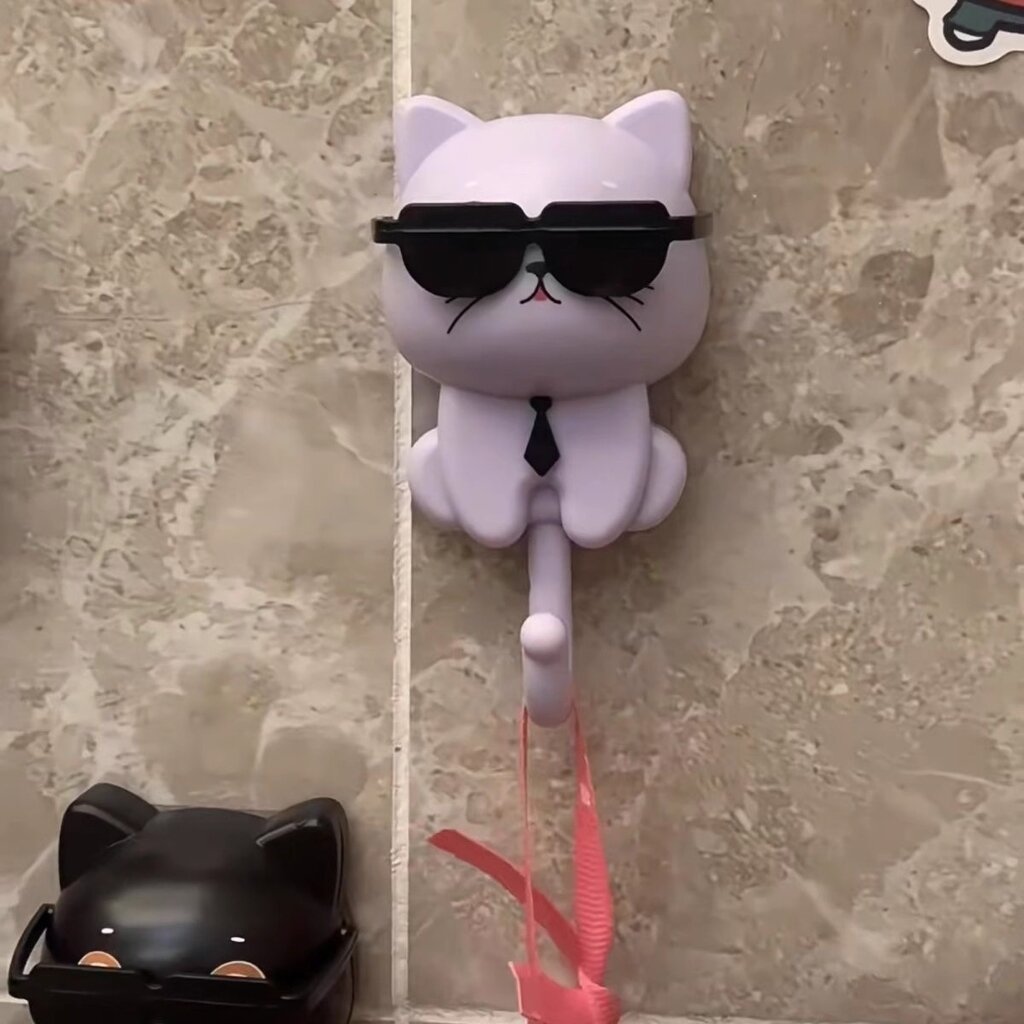 Крючок для ключей с мультяшным милым котом-фиолетовый