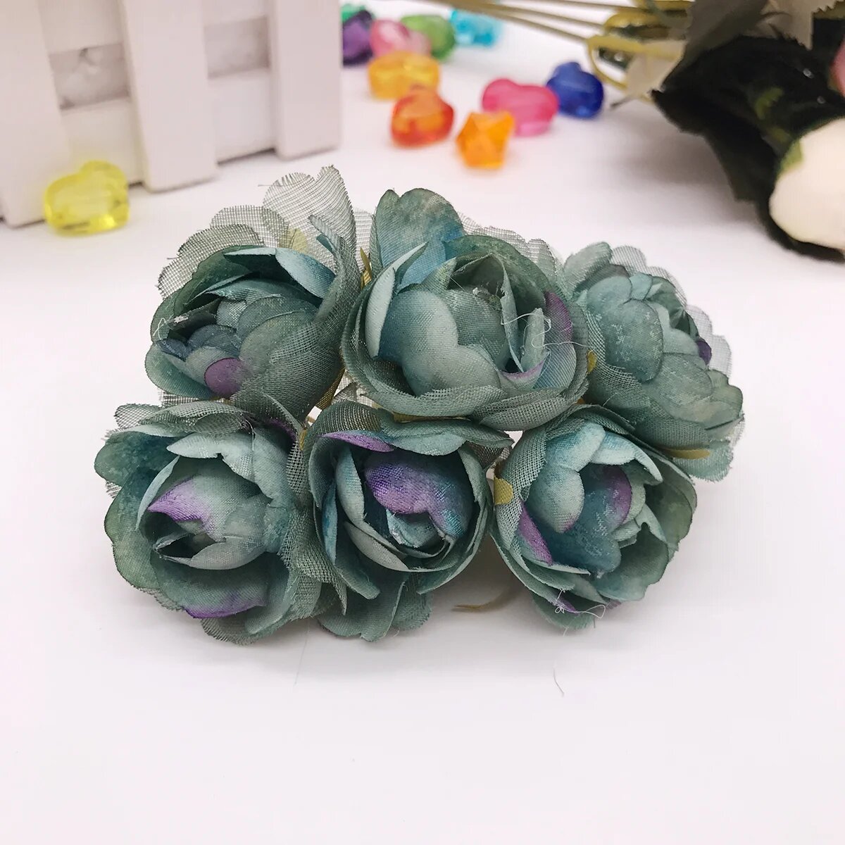 Искусственные цветы смешанные синие 6/10/12 шт Бирюзовый, 400 head length 6cm