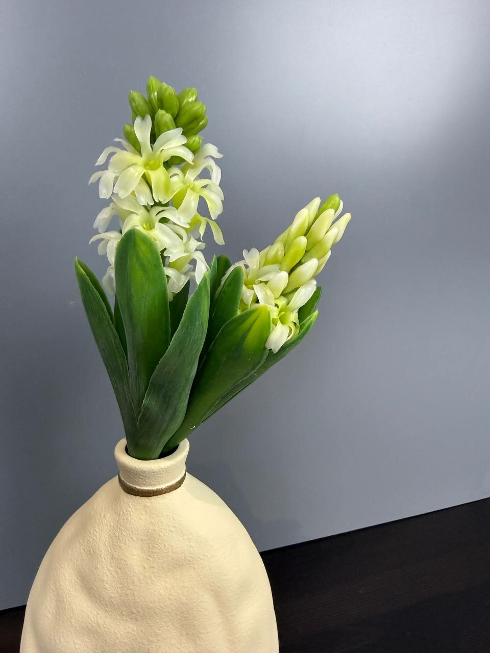 Искусственные цветы весенний букет для декора Гиацинт 2 шт из силикона кремовый 30 см