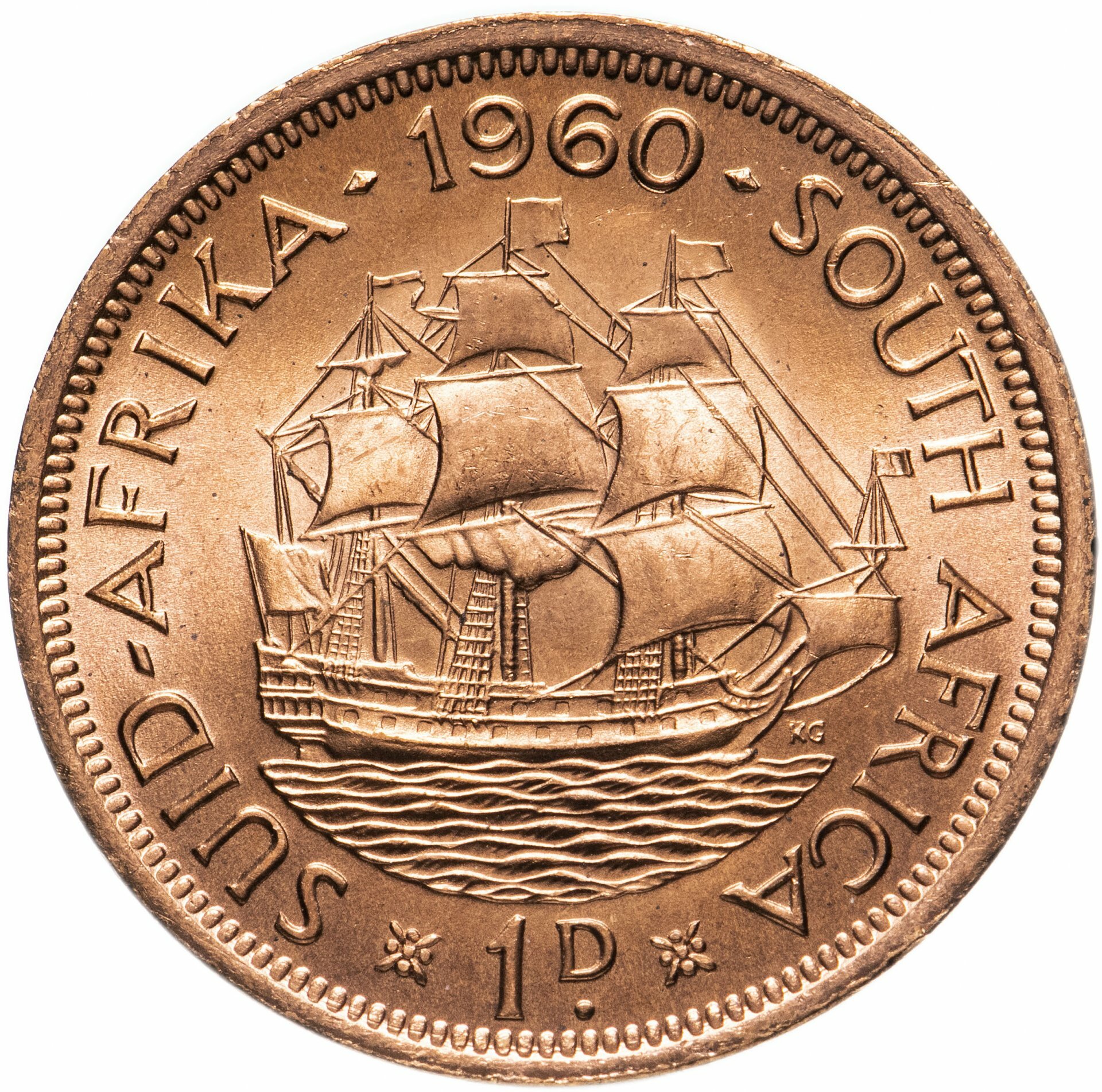 ЮАР 1 пенни penny 1960, Бронза, в сохранности UNC