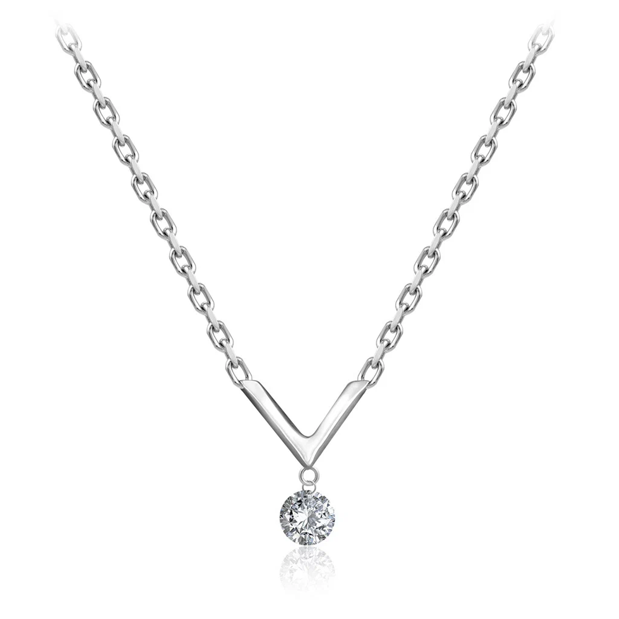 Колье, белое золото, 585 проба, бриллиант