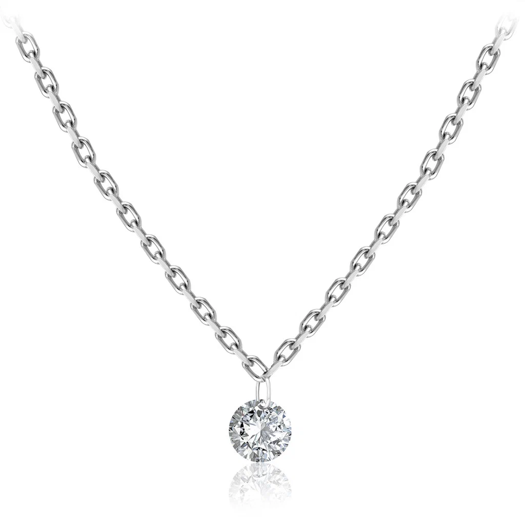 Колье, белое золото, 585 проба, бриллиант