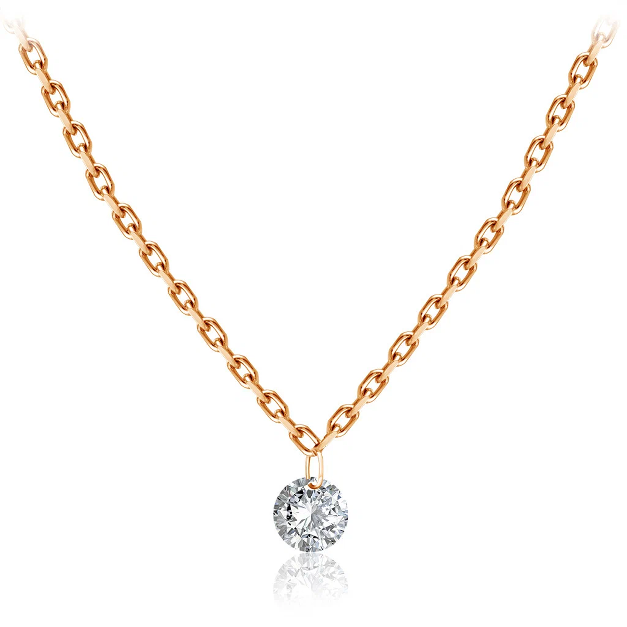 Колье, красное золото, 585 проба, бриллиант