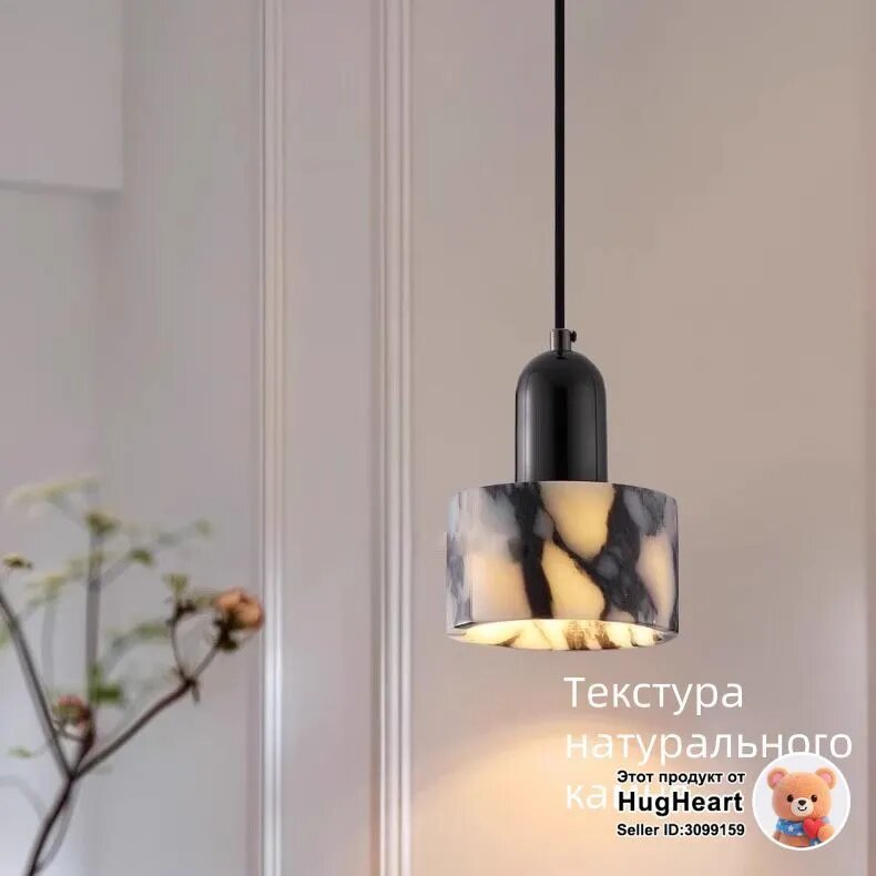 Люстра подвесная в форме цилиндра из мрамора E27 11 Вт для гостиной, спальни, в белом и черном цвете