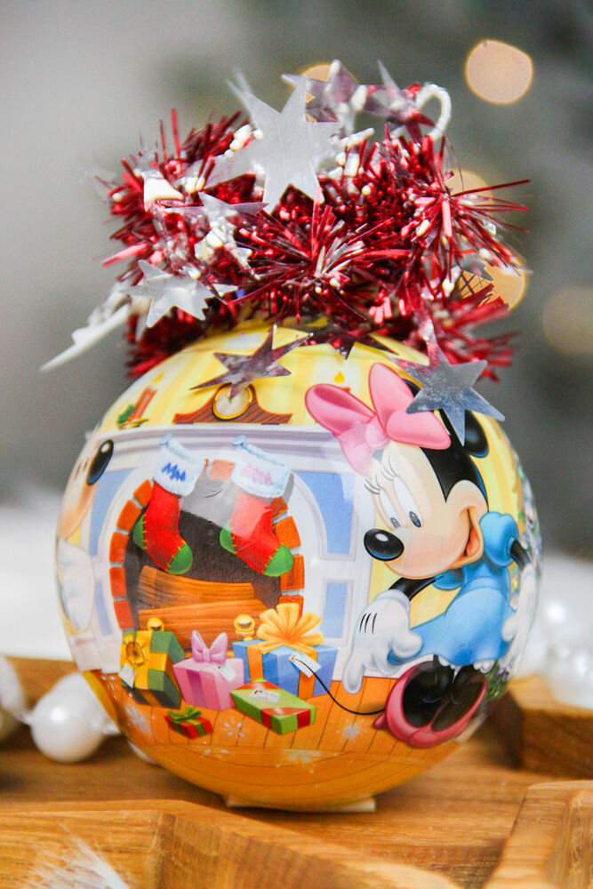 Шар микки И минни маус с короной из мишуры, 85 мм, MOROZCO Ш85004