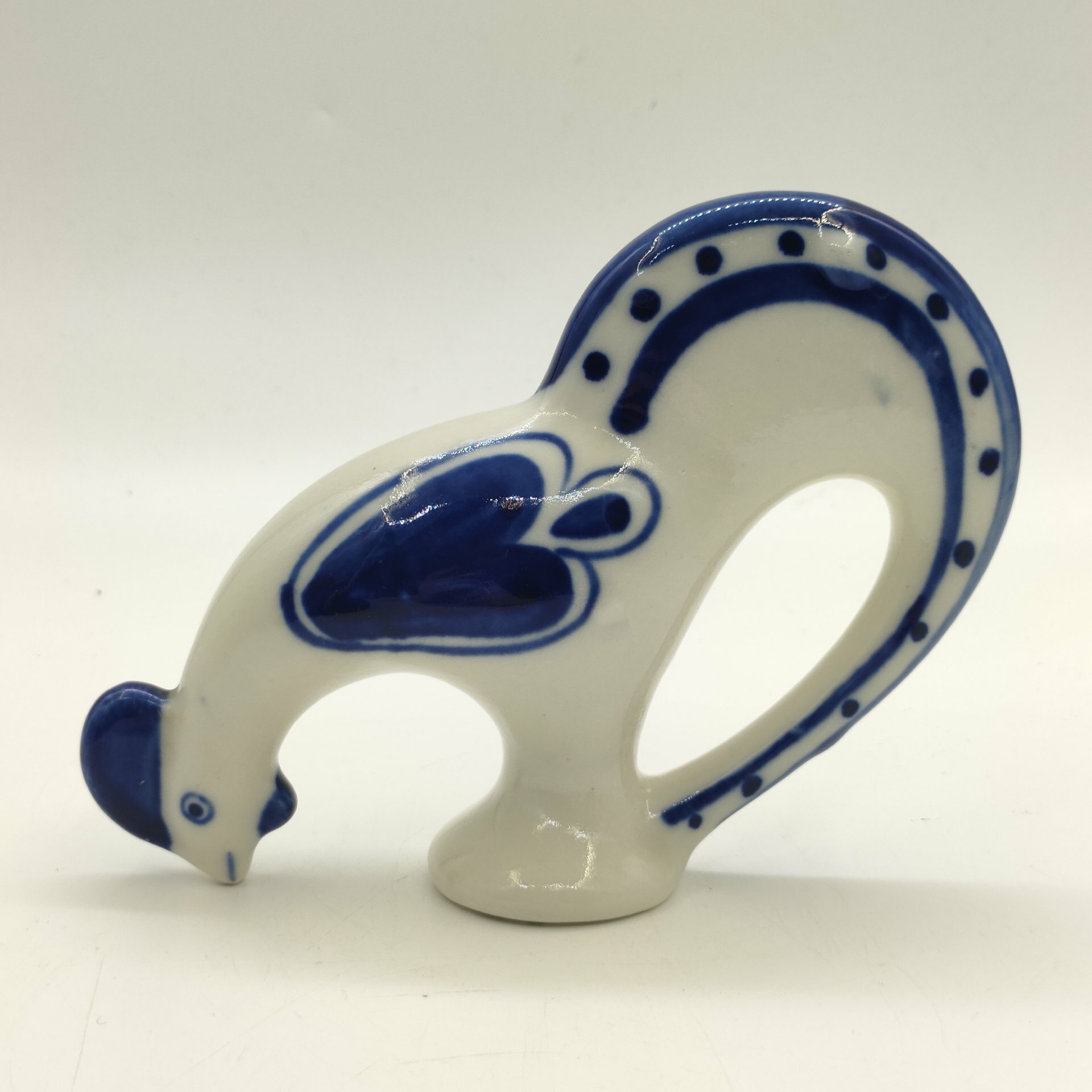 Статуэтка "Петух", Гжель, фарфор, роспись, СССР, 1970-1990 гг.