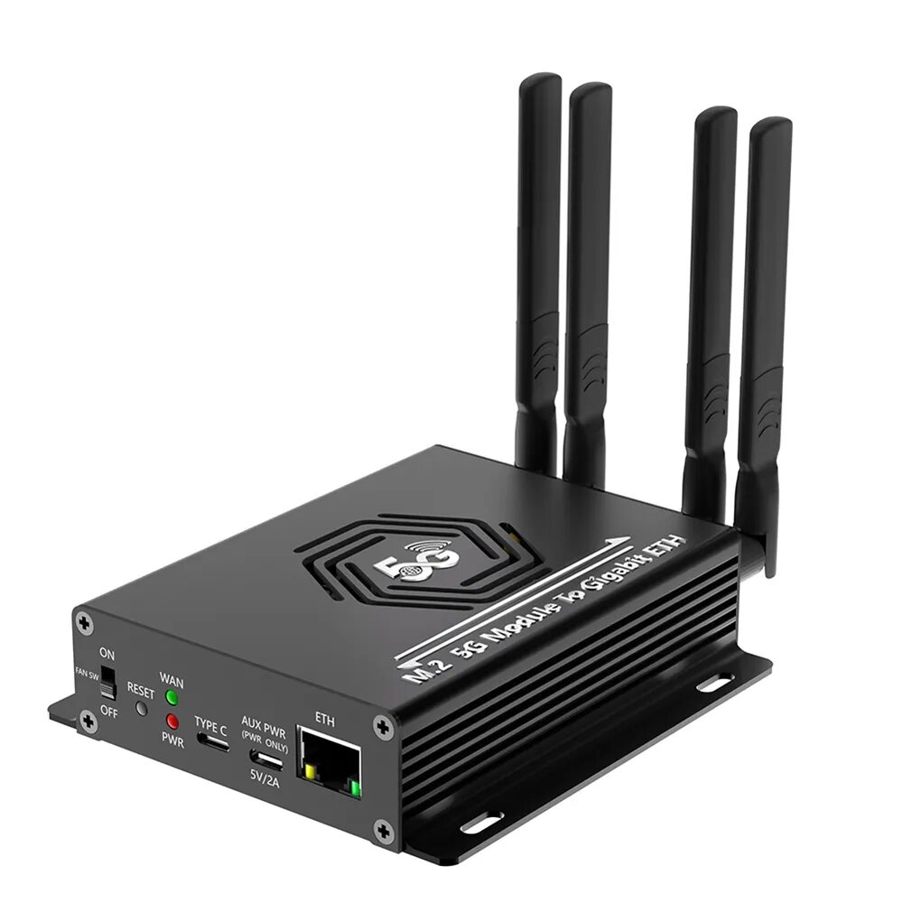 Адаптер NGFF (M.2) USB 3.0 с RJ45 и поддержкой 4G/5G LTE, черный