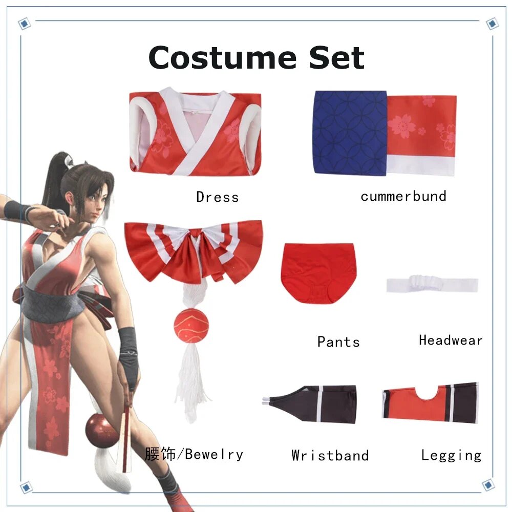 Косплей-костюм Май Ширануи красное кимоно Красный, XXL, Costume