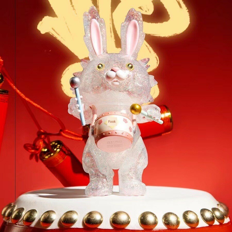 Коллекционная фигурка POP MART Rabbit Year, слепок сюрприза Drumming for Good News (подарок на праздник)