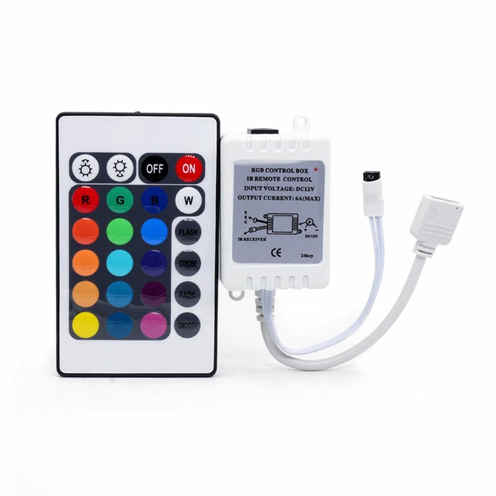ИК-контроллер LED RGB для лент 12 В, пульт 24 клавиши