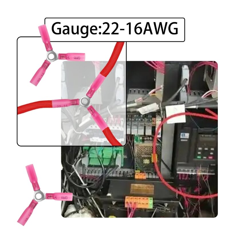 20 шт./комплект, круглый предварительно изолированный тройник клеммной колодки холодного прессования 22-16AWG красного цвета