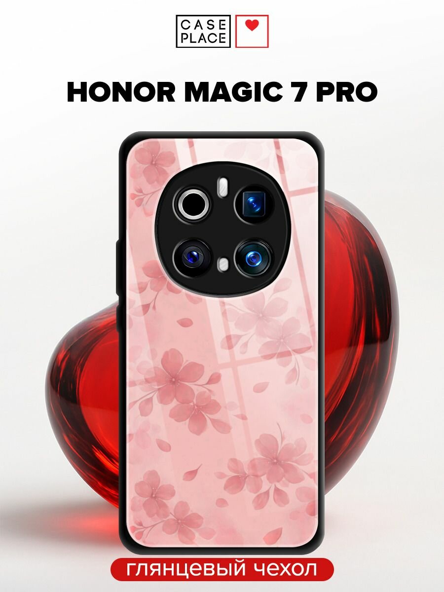 Чехол на Honor Magic 7 Pro / Хонор Мэджик 7 Про с принтом "Нежные розовые лепестки"
