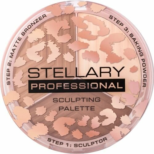 Stellary Face sculptor Палетка для контуринга лица Тон 02 Холодные тона, шелковистая текстура 3-в-1 скульптор, пудра и бронзер для лица, 11.4 г
