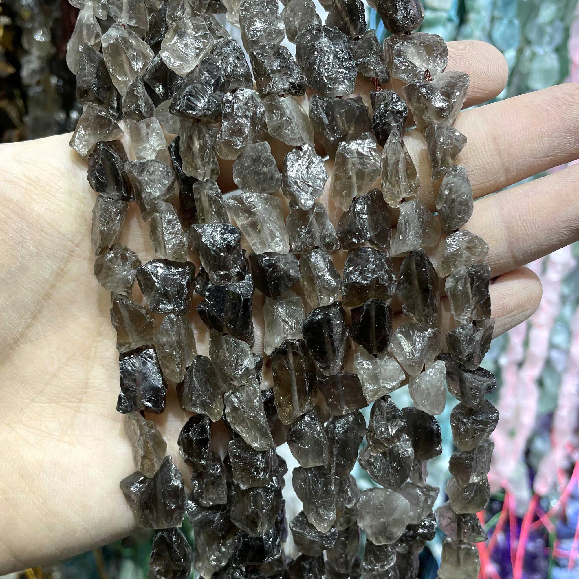 Бусины из дымчатого кварца, натуральный камень, 7-11 мм